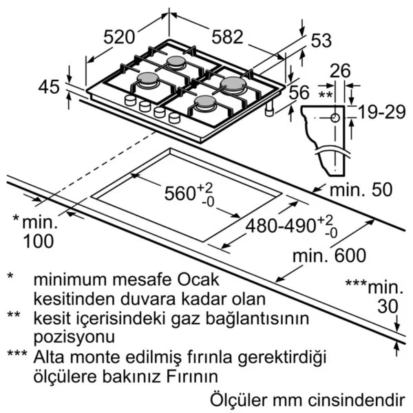 Bosch PCP6A5B90 Inox Ankastre Ocak - Lüks Ev Aletleri